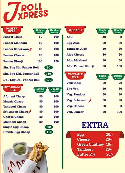 Menu of Roll Corner, Shastri Nagar, Jodhpur