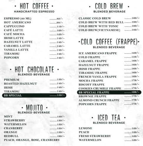 Menu at BETTER BEANS, Gandhinagar