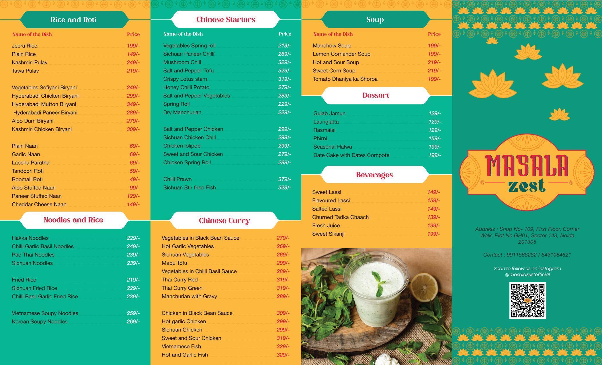 Menu of Masala Zest, Shahdara, Noida
