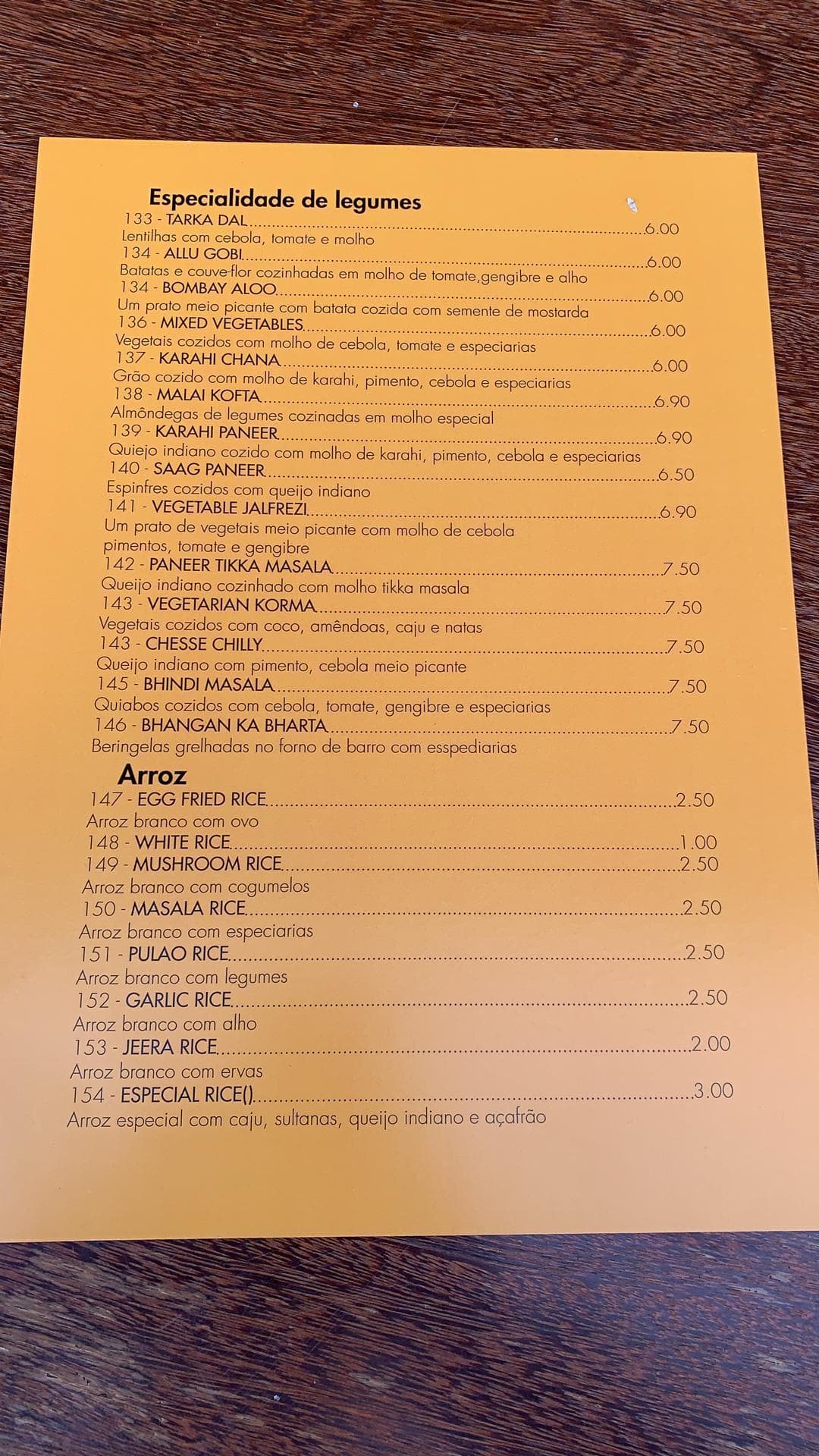 Menu at Cinnamon restaurant, Parede