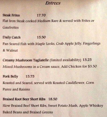 Menu at H Bar, Toronto, 859 Queen St W