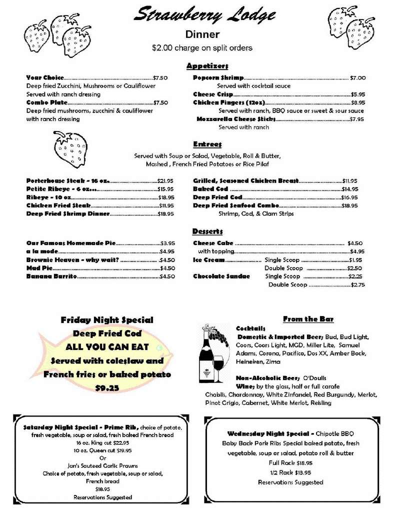 Menu at The Strawberry Lodge pub & bar, Strawberry
