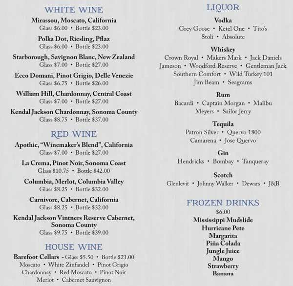 Menu at Fatty's Seafood Restaurant, Picayune