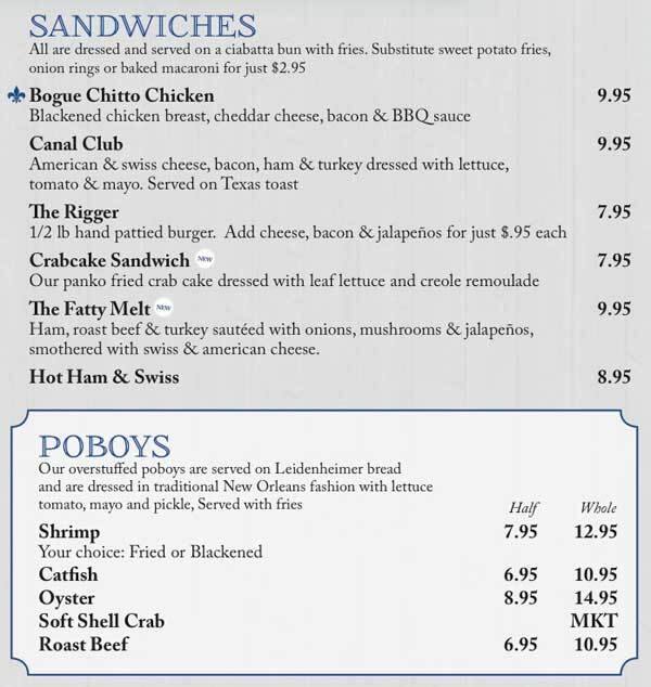 Menu at Fatty's Seafood Restaurant, Picayune