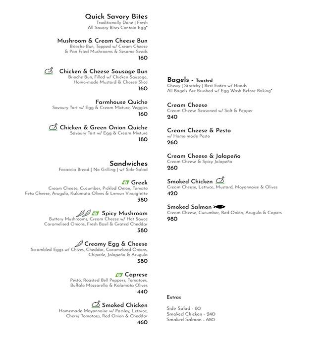 Menu of Babka, Anjuna, Goa