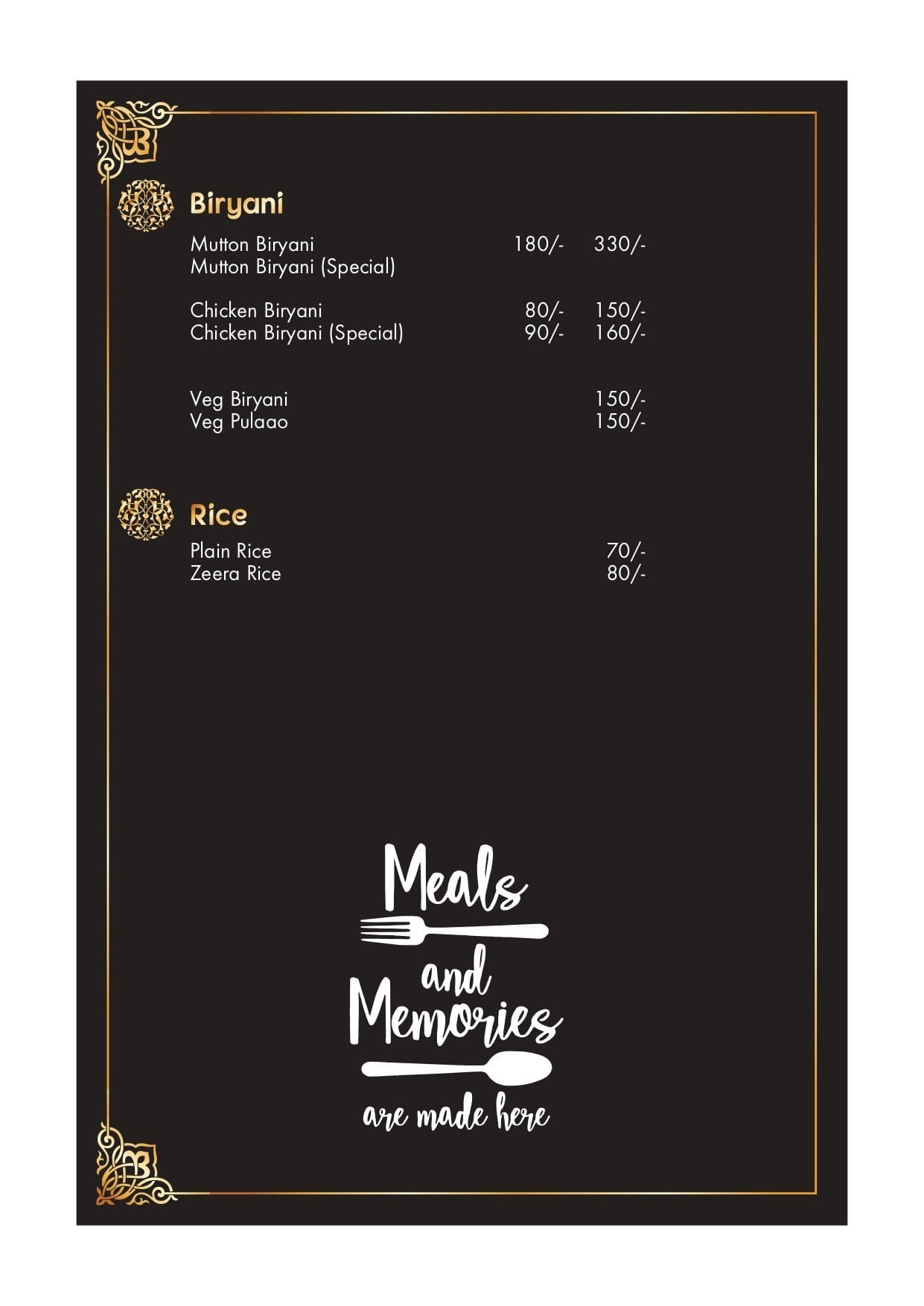 Menu at Afghan Darbar Restaurant, Nagpur