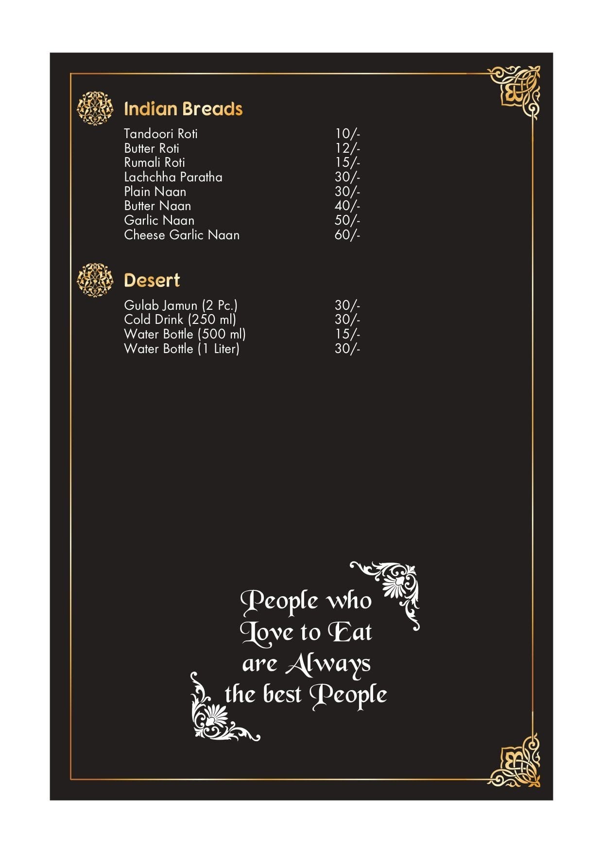 Menu at Afghan Darbar Restaurant, Nagpur