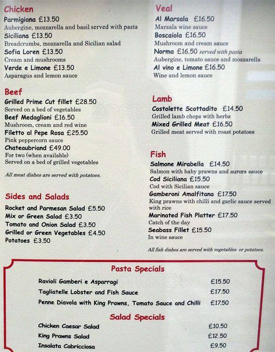 Menu at Il Conte pizzeria, London
