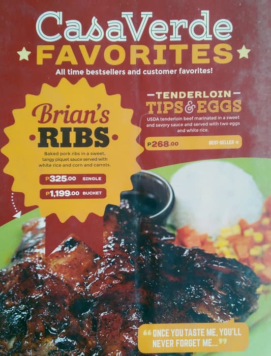 Menu at Casa Verde - U.P. Town Center BBQ, Quezon City