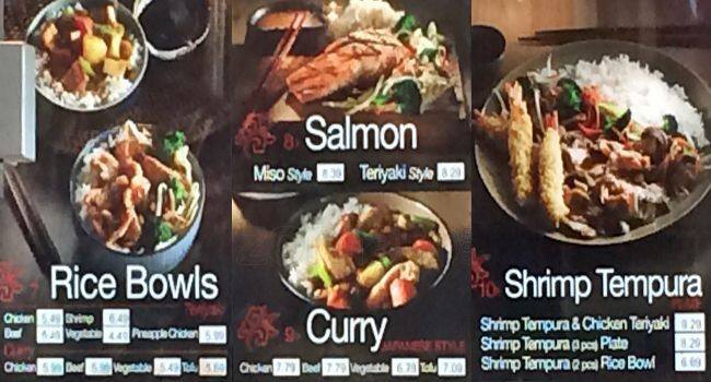 Menu at Koya Japan restaurant, Burlington, Mall