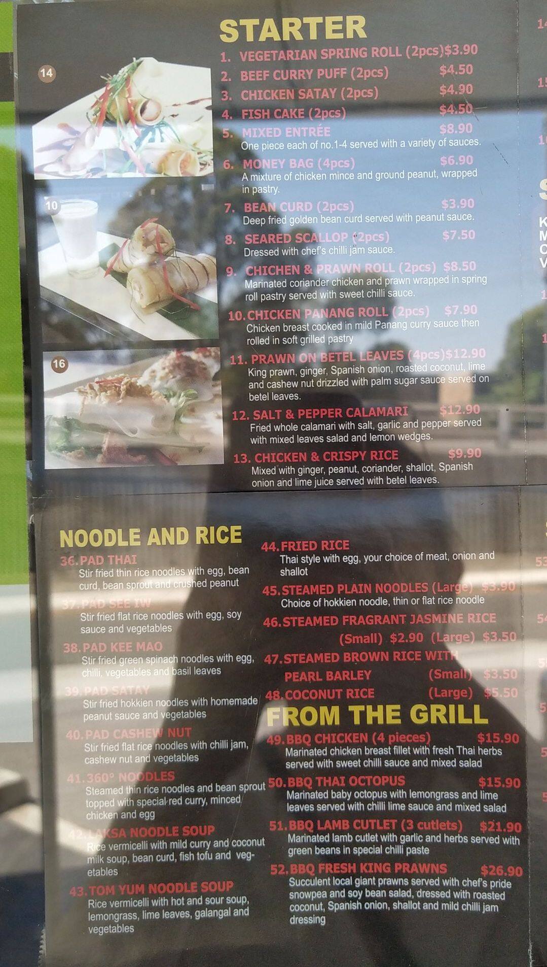 Menu at 360 Degrees Thai Eatery restaurant, Sylvania