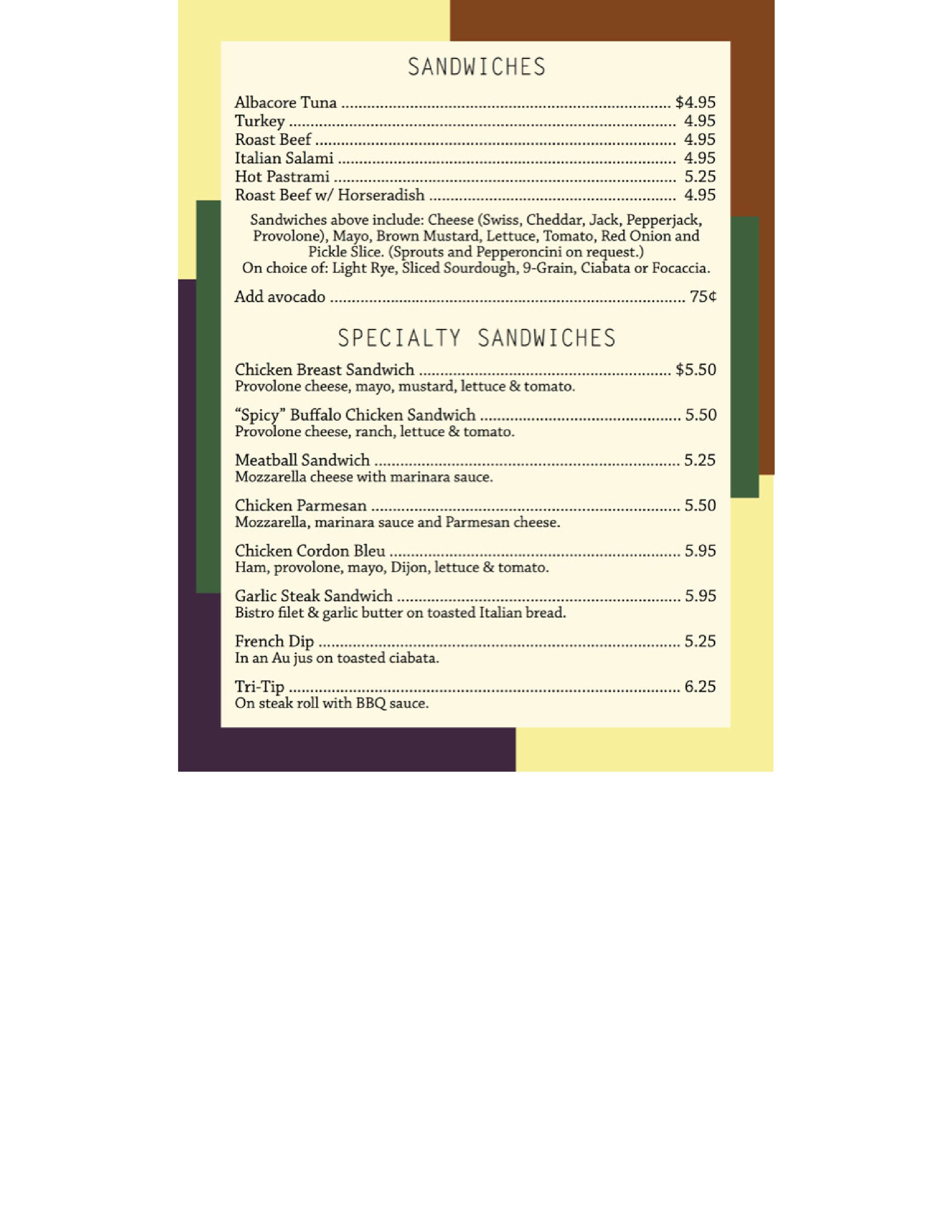 Menu at 3rd & U Cafe, Davis