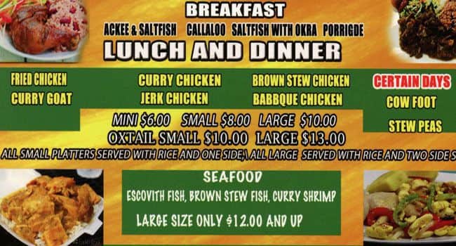 Menu at Ackee Tree Jamaican Restaurant, Philadelphia