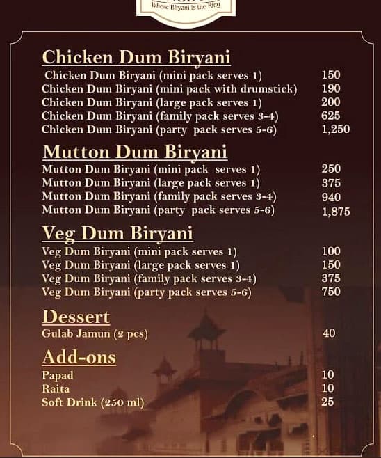 Menu of Biryani King, Viman Nagar, Pune