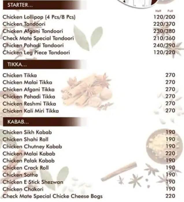 Menu of Check Mate Biryani House, Bavdhan, Pune