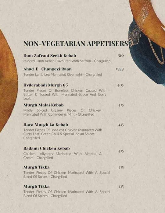 Menu at Tosh-e-daan, Hyderabad