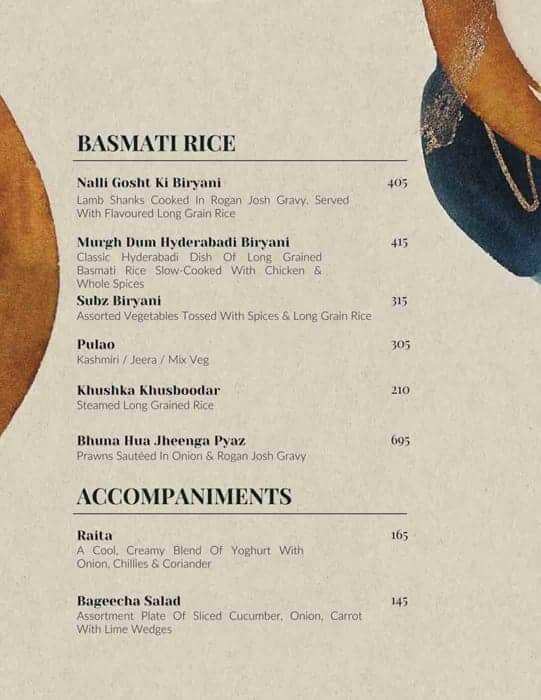 Menu at Tosh-e-daan, Hyderabad