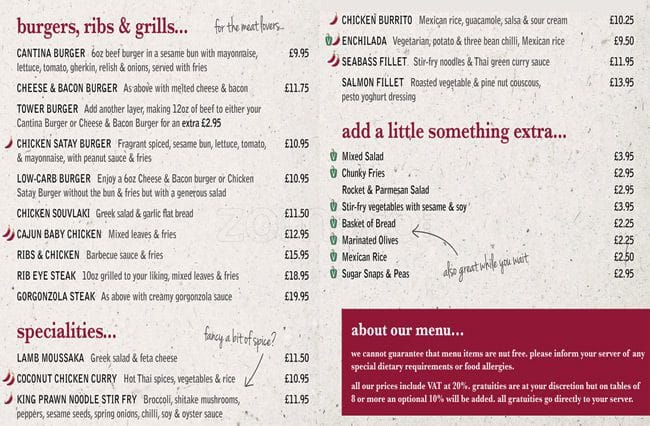 Menu at Red Peppers restaurant, Teddington, 53 Broad St