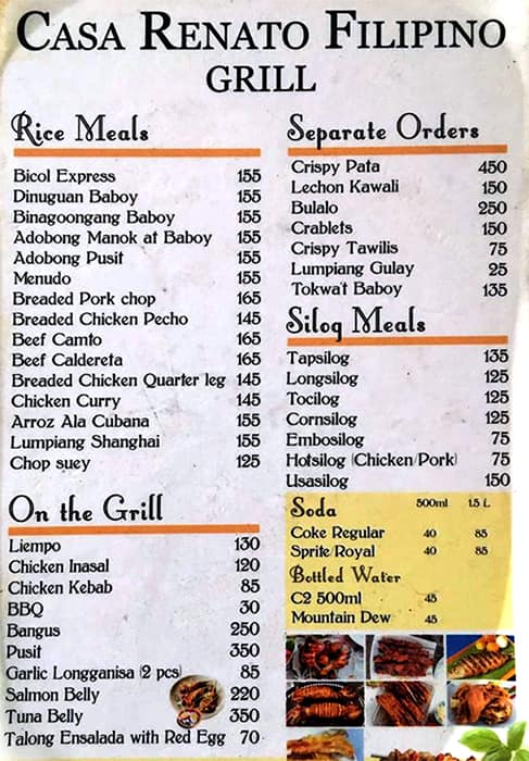 Menu at Casa Renato Resto & Events Place restaurant, Quezon City, 7 ...