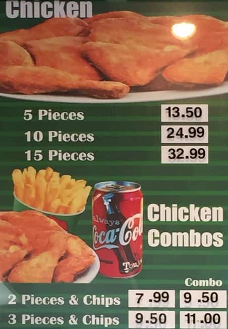 Menu at Chicken Express restaurant, Auckland