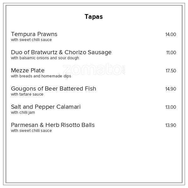 Menu at Roquette restaurant, Whakatane