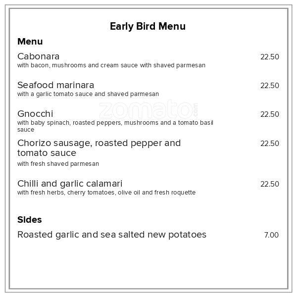 Menu at Roquette restaurant, Whakatane