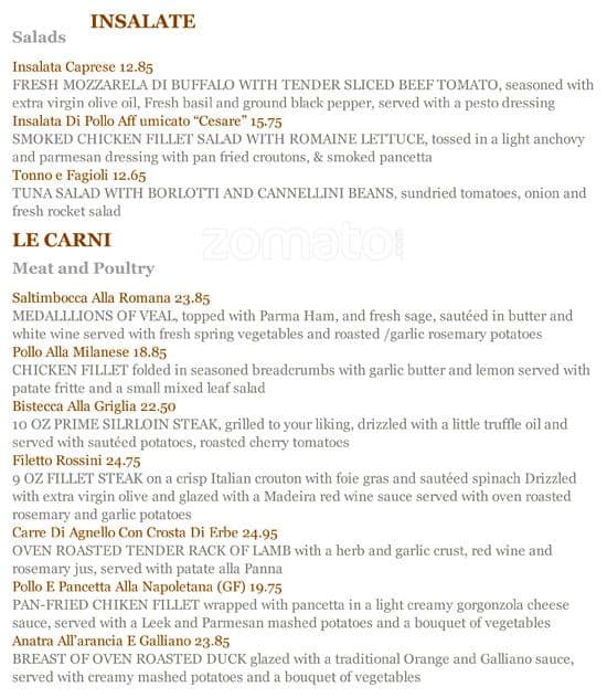Menu at Il Caffe Di Napoli cafe, Dublin, 41 Westland Row