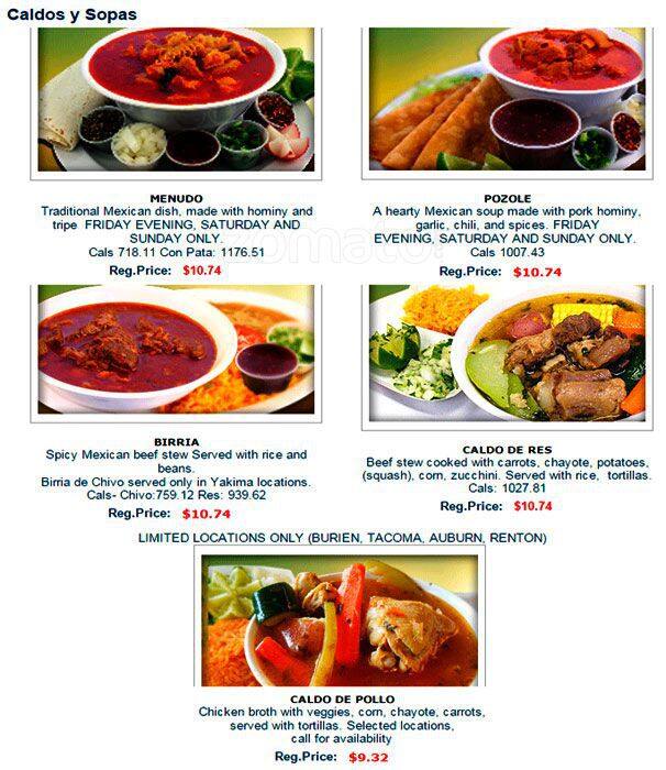 Menu at El Rinconsito Burien restaurant, Burien