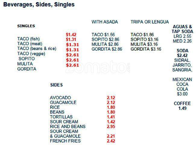 Menu at El Rinconsito Burien restaurant, Burien