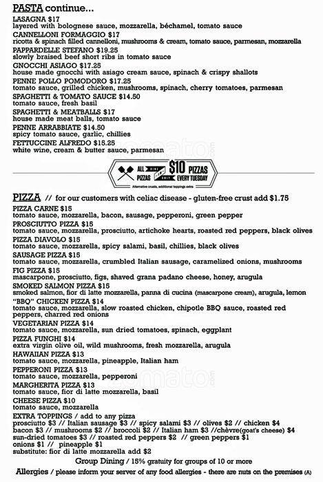 Menu at IL FORNELLO, Ajax restaurant, Ajax, 95 Kingston Rd E
