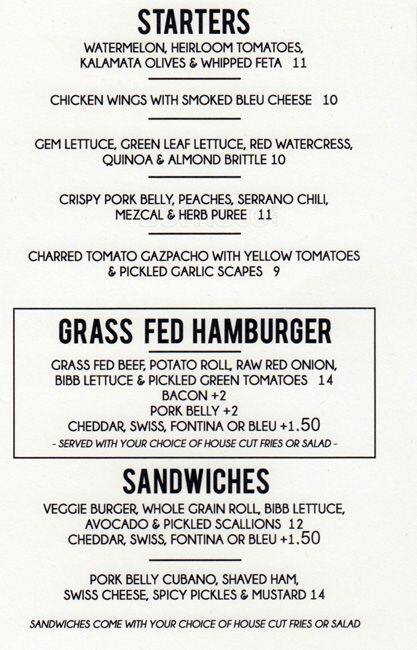 Carta del pub y bar Esme, Nueva York