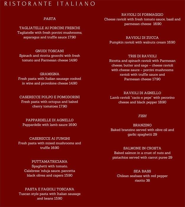 Menu at La Scarpetta pub & bar, Southgate, S Tuttle Ave