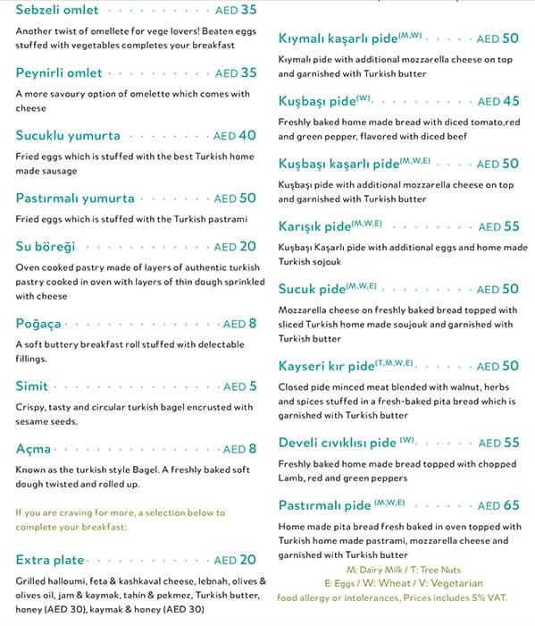Menu at Kapadokya Turkish Kitchen restaurant, Dubai, Rose Park Hotel ...