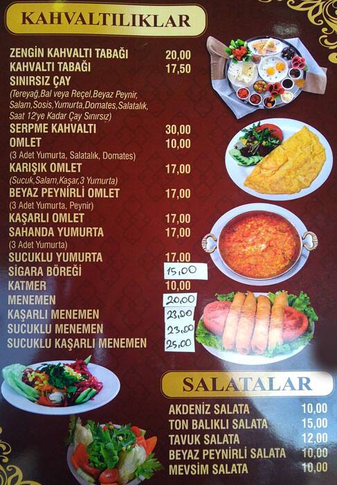 Menu at Tarihi Lokum Cafe, Istanbul, Mareşal Fevzi Çakmak 1. Sk. No:37