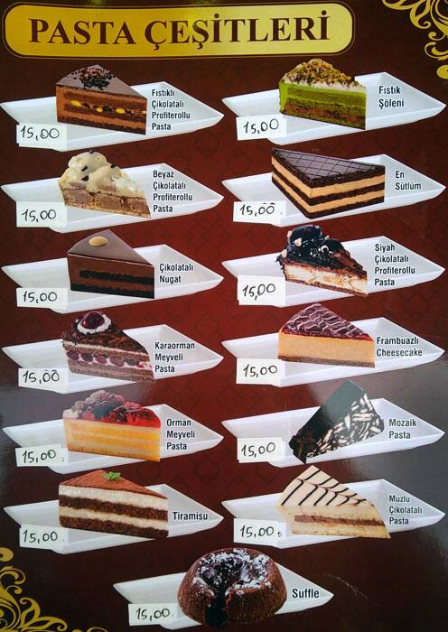 Menu at Tarihi Lokum Cafe, Istanbul, Mareşal Fevzi Çakmak 1. Sk. No:37