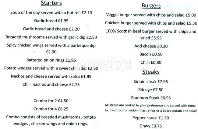 Menu at Chandlers pub & bar, Clydebank