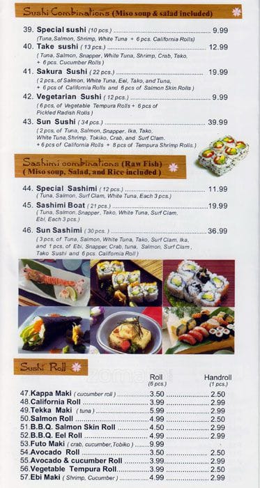Menu at Kyoto House restaurant, Toronto, 143 Dundas St W