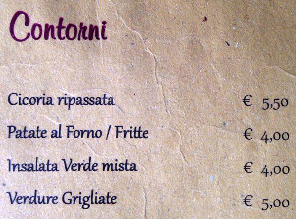 Menu da Otello ristorante, Roma