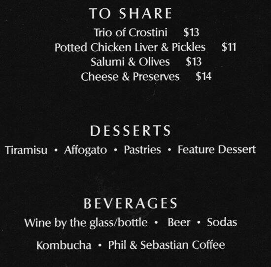 Menu at Mountain Mercato cafe, Canmore