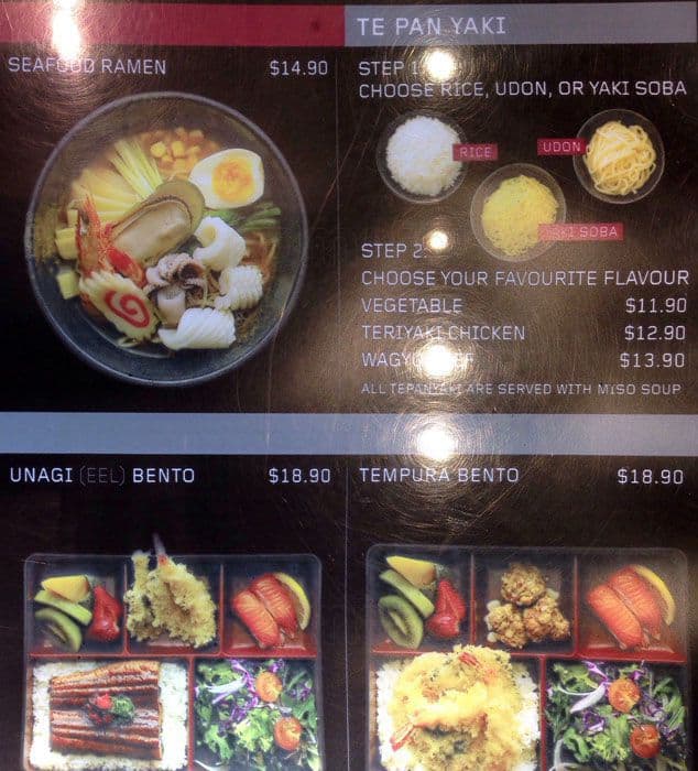 Menu at Kingyo fast food, Bondi Junction