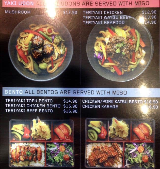 Menu at Kingyo fast food, Bondi Junction