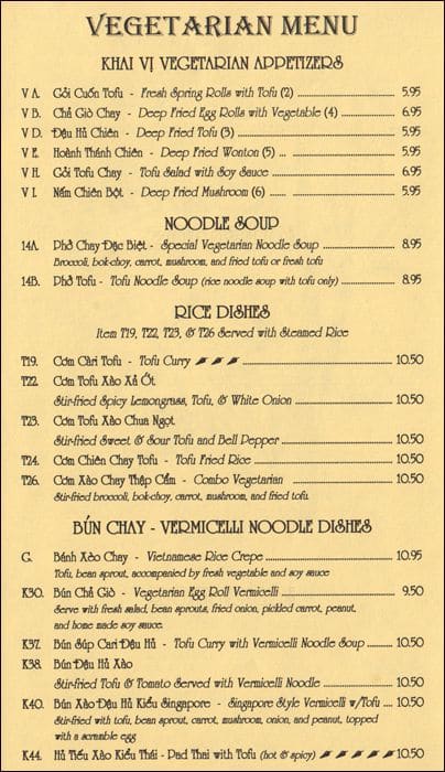 Menu at New Saigon Restaurant, Seattle, 6th Ave