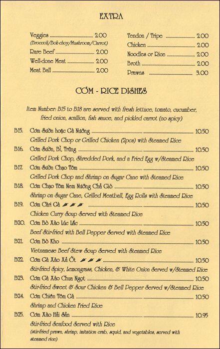 Menu at New Saigon Restaurant, Seattle, 6th Ave