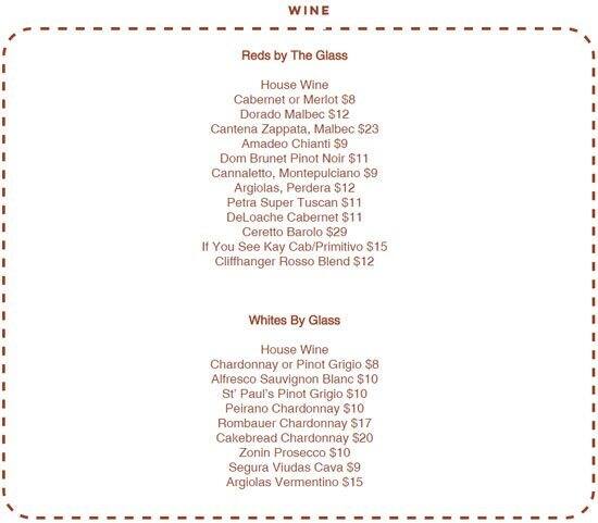 Menu at Avalon pub & bar, West Chester