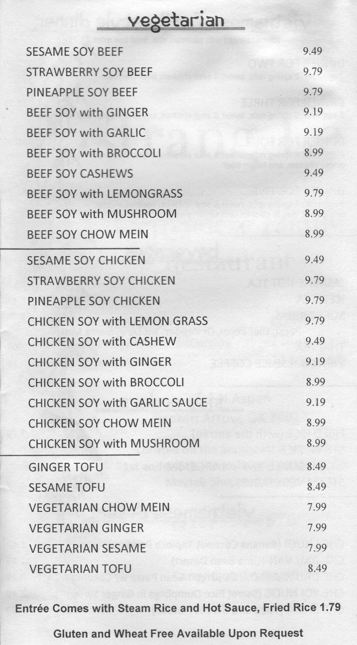 Menu at Trang Le Restaurant, Broken Arrow