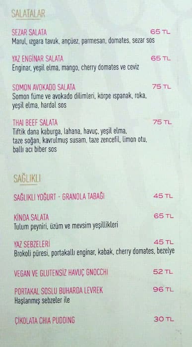 Menu at FAUCHON Paris, Istanbul, Koru Sok. No:2 D:164