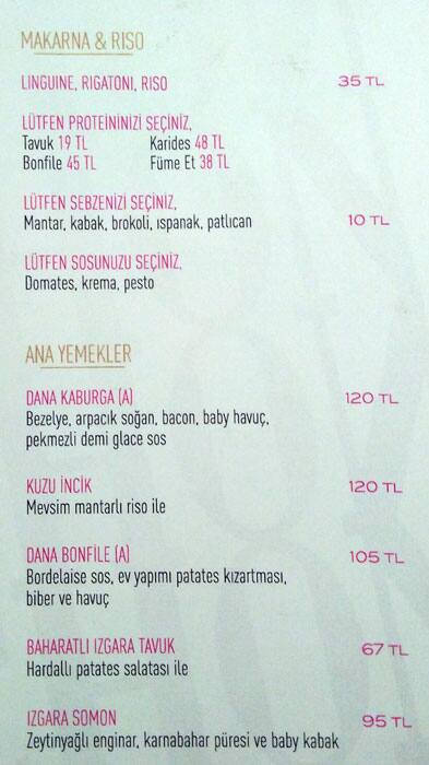 Menu at FAUCHON Paris, Istanbul, Koru Sok. No:2 D:164