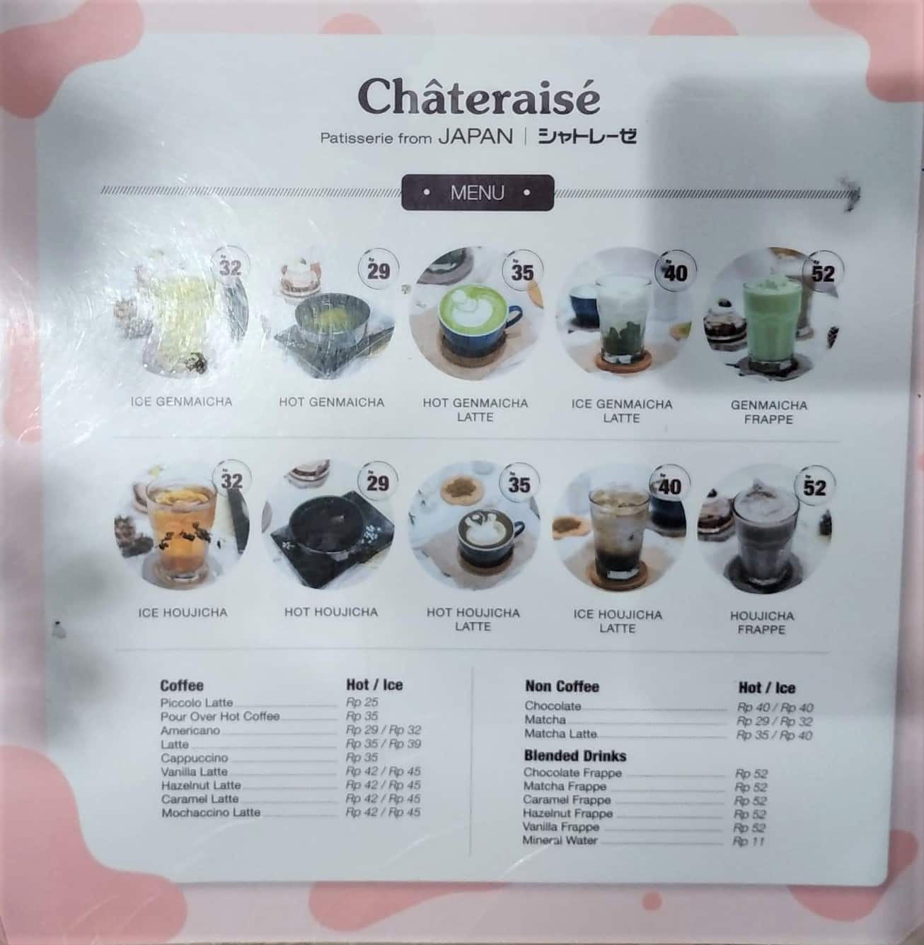 Menu at Chateraise cafe, North Jakarta, Mall Klp. Gading