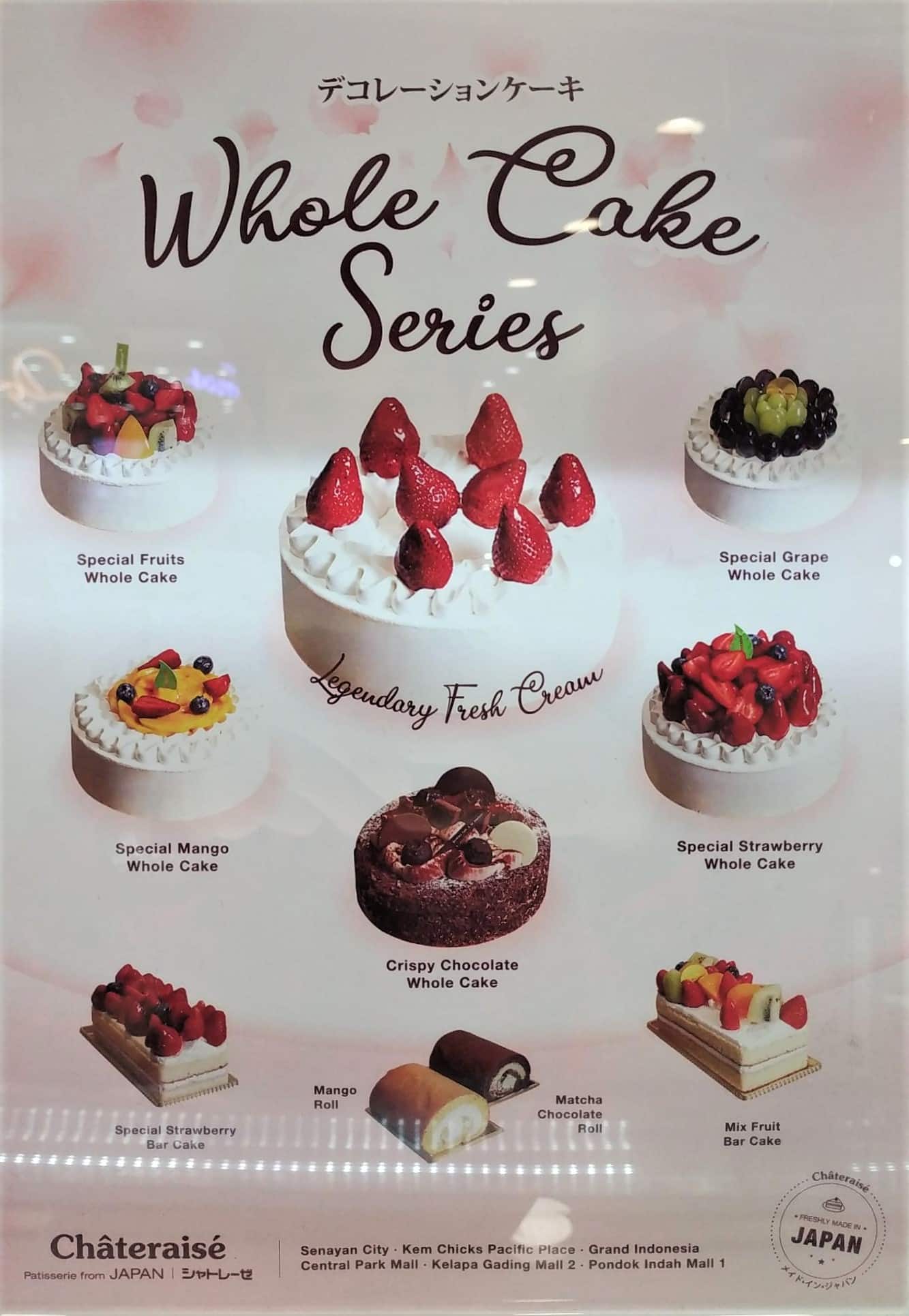 Menu at Chateraise cafe, North Jakarta, Mall Klp. Gading