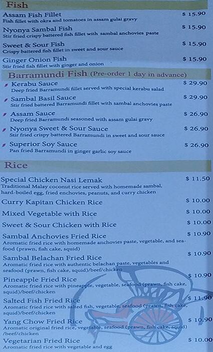 Menu at Penang Village Malaysian Delights restaurant, East Victoria Park